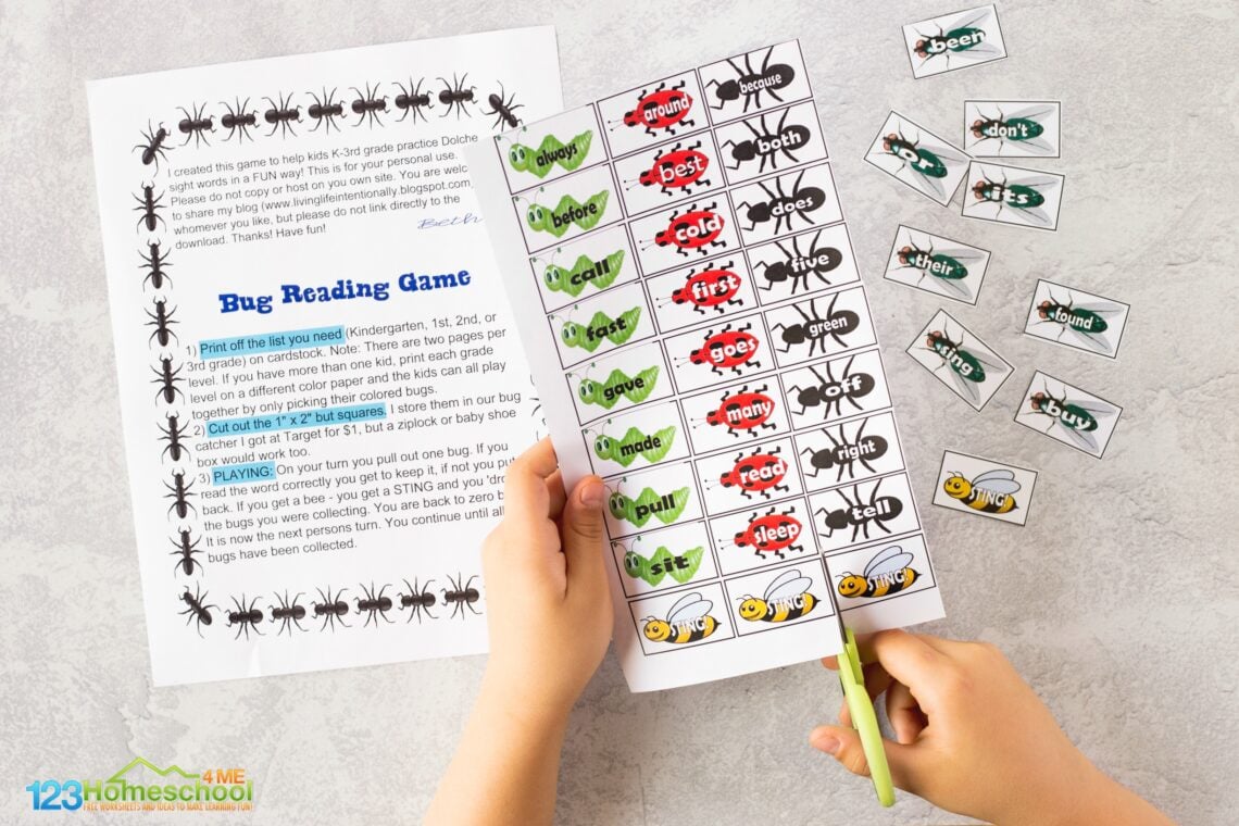 🐛🐞🕷️ FREE Printable Bug Sight Word Games for Kids