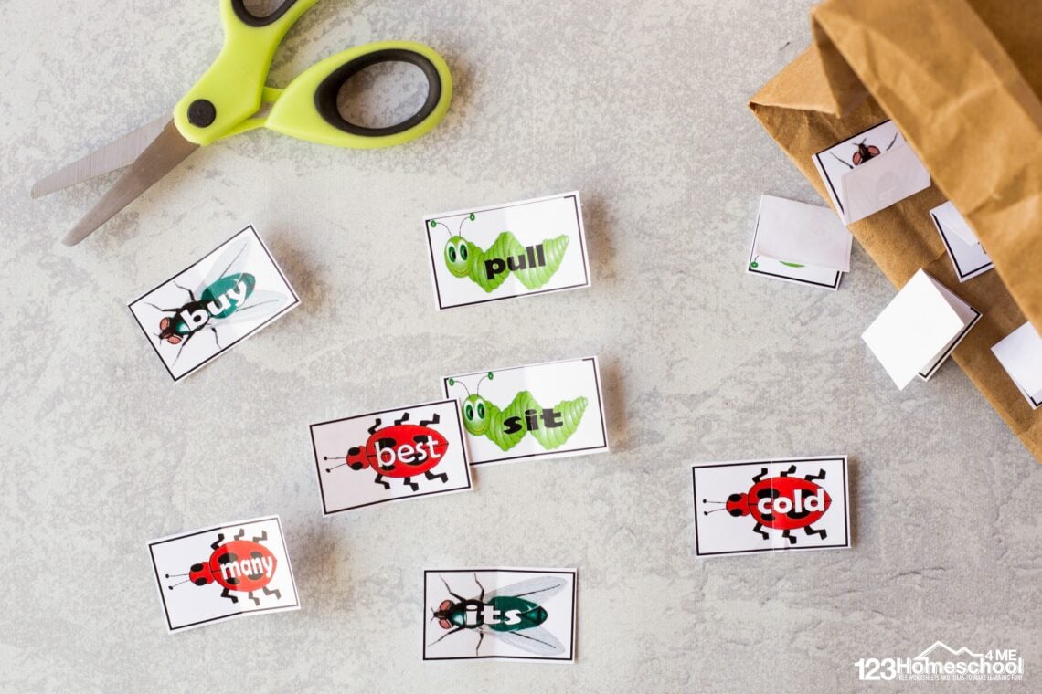 🐛🐞🕷️ FREE Printable Bug Sight Word Games for Kids