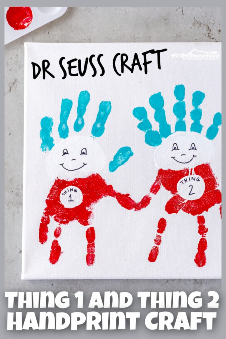 Adorable Dr Seuss Thing 1 and Thing 2 Handprint Craft
