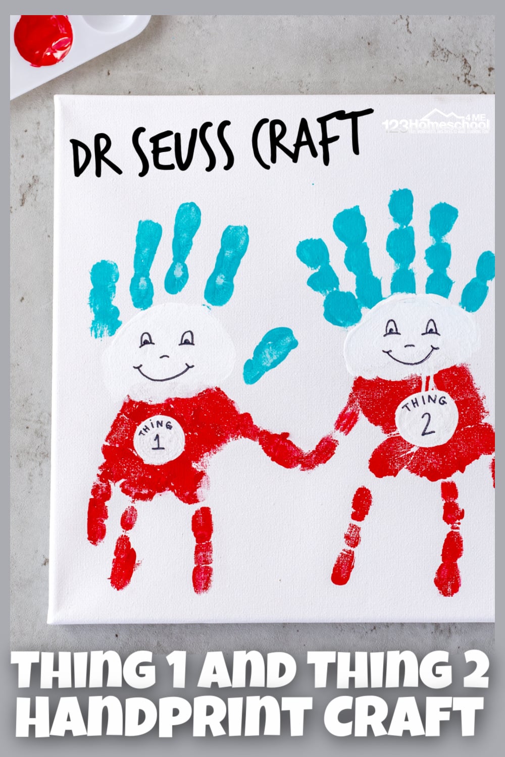 Adorable Dr Seuss Thing 1 and Thing 2 Handprint Craft