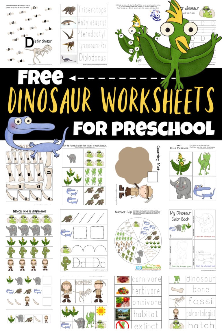 🦕 FREE Dinosaur Worksheets Preschool Printables