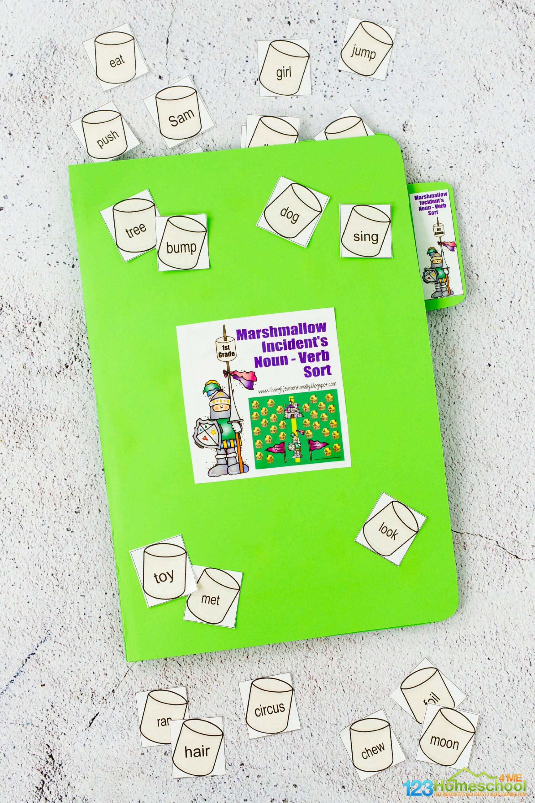 Marshmallow Incident Noun and Verb Sorting Games Printable