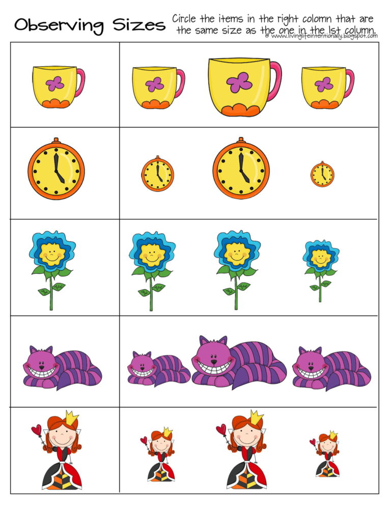 FREE Printable Alice in Wonderland Worksheets for Kids