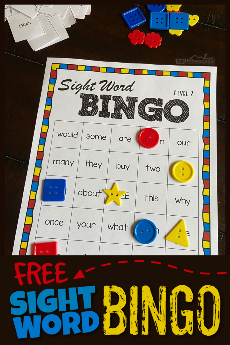 FREE Printable Valentines Day Sight Word Bump Game