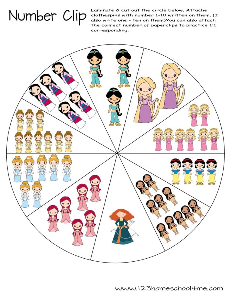 FREE Printable Princess Worksheets