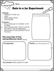 🌧️ Rain Clouds in a Jar Weather Activities with FREE Worksheet
