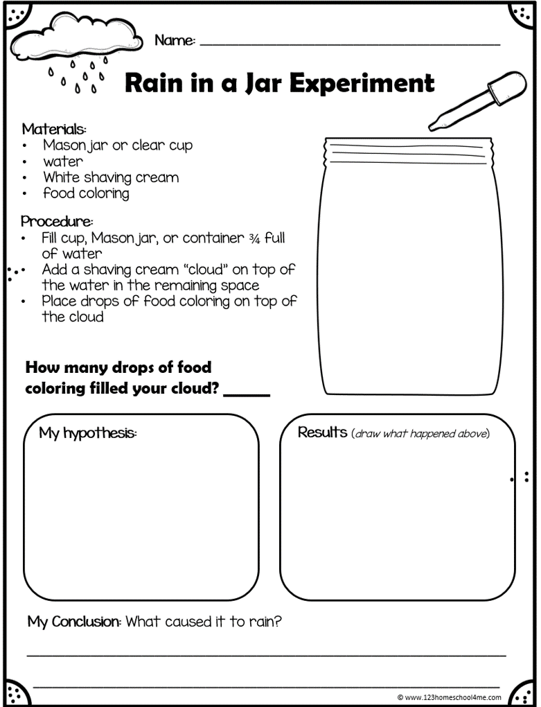 🌧️ Rain Clouds in a Jar Weather Activities with FREE Worksheet