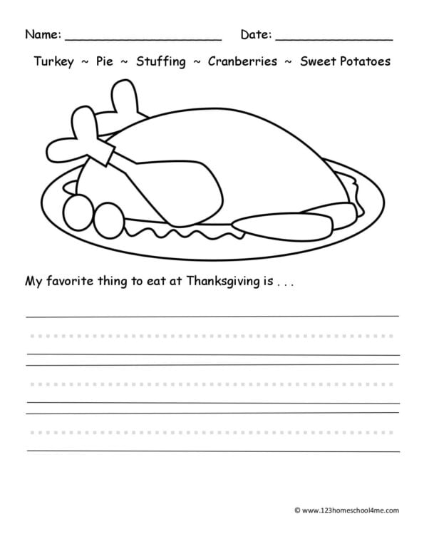 FREE Printable Thanksgiving Writing Activities