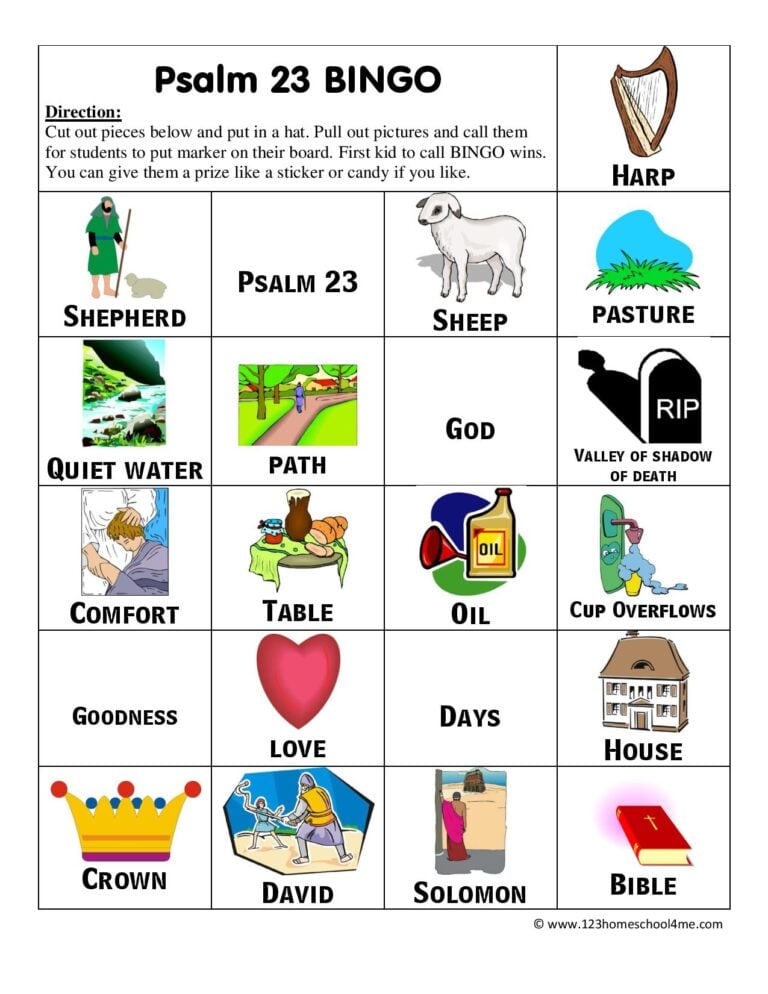 🐑 FREE Printable Psalm 23 Bingo