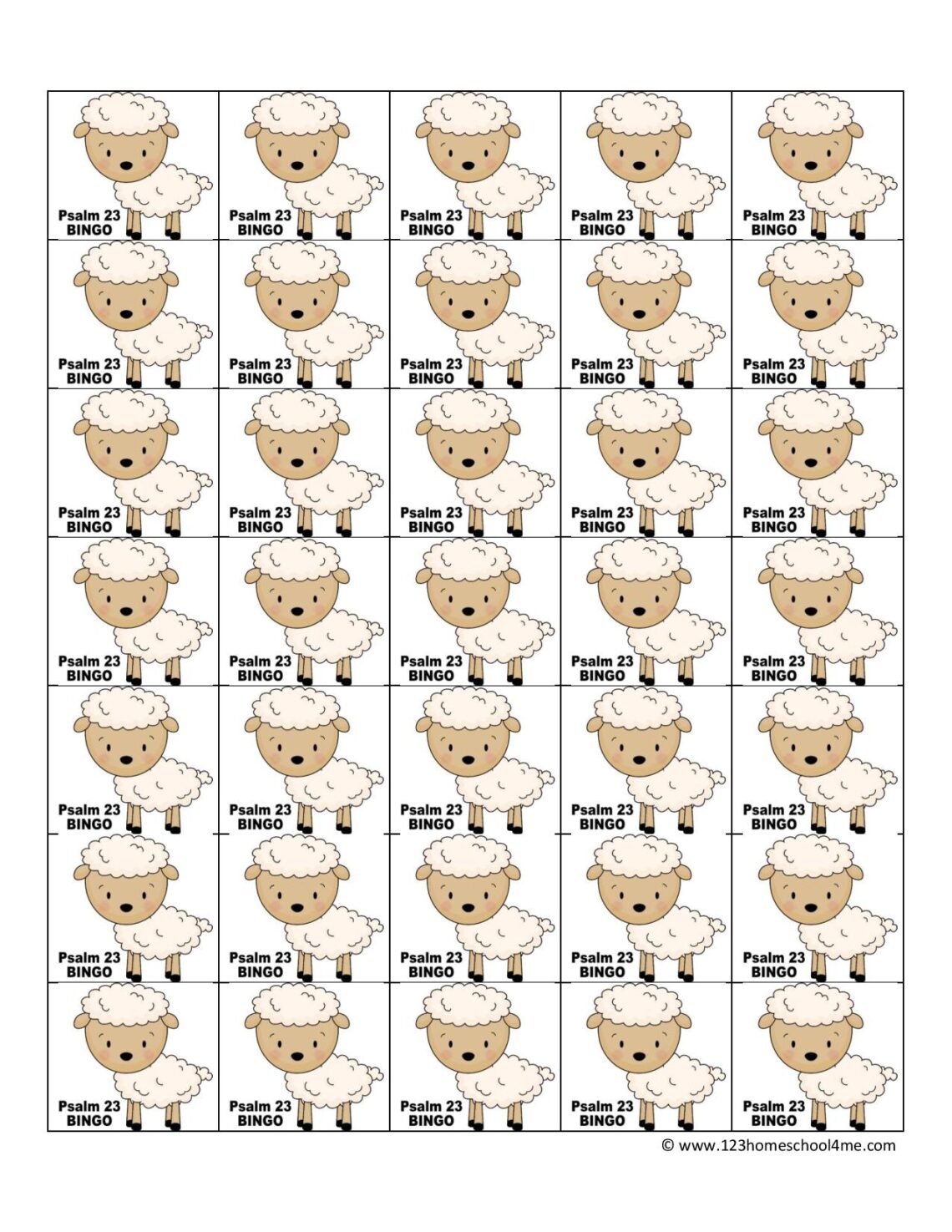 🐑 FREE Printable Psalm 23 Bingo