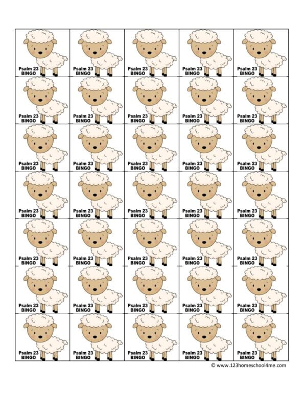 🐑 FREE Printable Psalm 23 Bingo