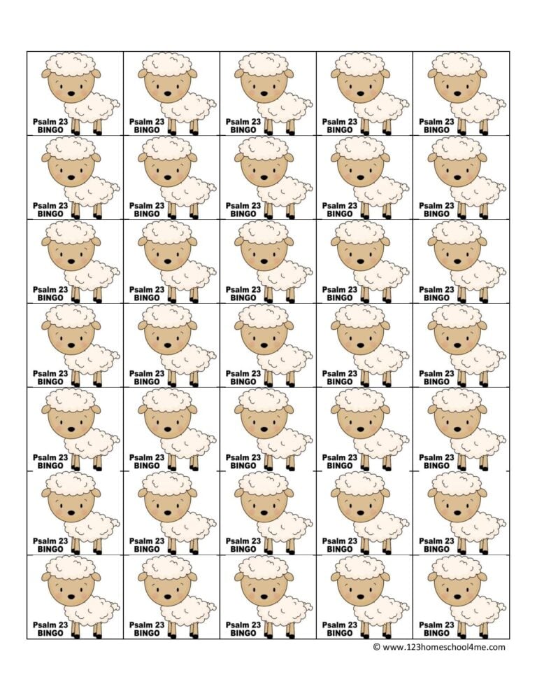 🐑 FREE Printable Psalm 23 Bingo