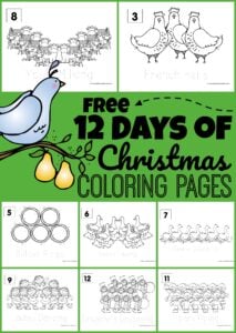 FREE 12 Days of Christmas Coloring Pages