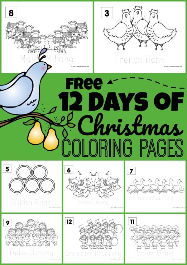 FREE 12 Days of Christmas Coloring Pages