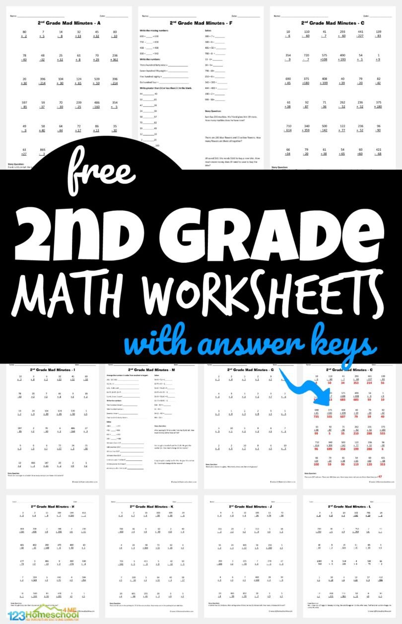 ️ FREE Printable 2nd Grade Math Minutes Worksheets pdf