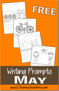 ️ FREE Printable May Writing Prompt Worksheets K-4th