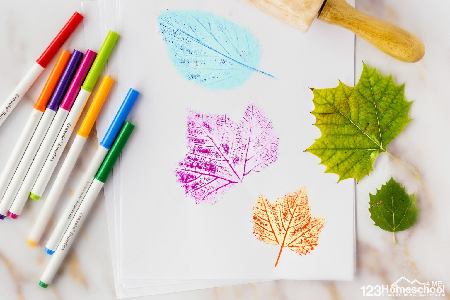 🍂 EASY Fall Leaf Printing Activity with Markers - Pretty Leaf Craft for ...