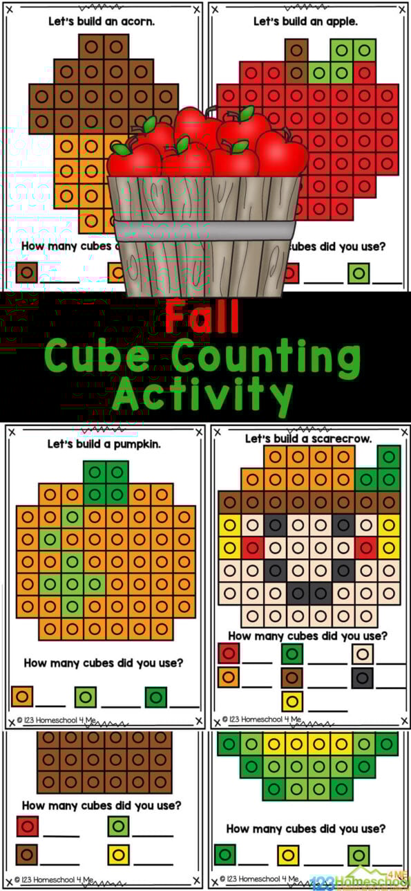 🍎🍂 Printable Fall Apple Math Activity with Snap Cube Pattern Cards