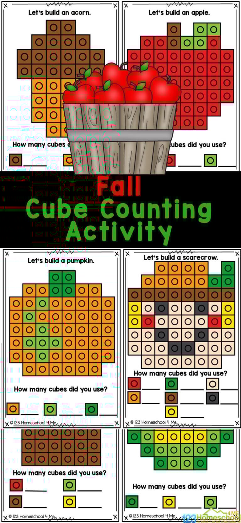 🍎🍂 Printable Fall Apple Math Activity with Snap Cube Pattern Cards