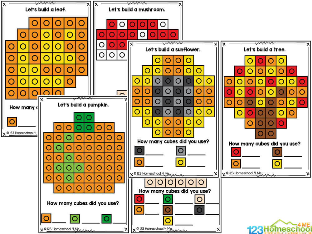 🍎🍂 Printable Fall Apple Math Activity with Snap Cube Pattern Cards