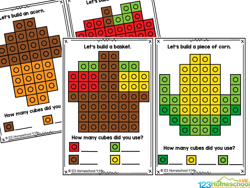 🍎🍂 Printable Fall Apple Math Activity with Snap Cube Pattern Cards