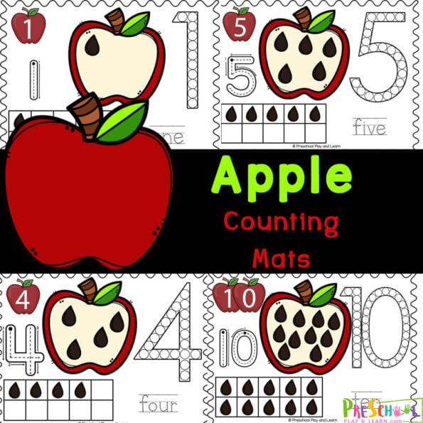 🍎 Free Apple Playdough Mats - Counting Activities for Preschoolers