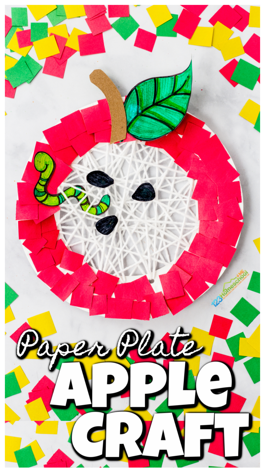 🍎 EASY Paper Plate Apple Core Craft for Kids to make in September