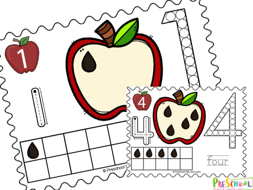 🍎 Free Apple Playdough Mats - Counting Activities for Preschoolers