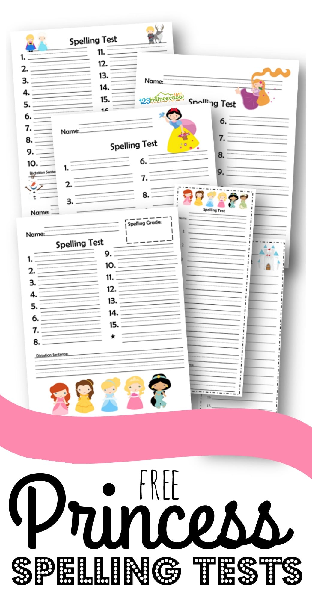 FREE Princess Spelling Tests