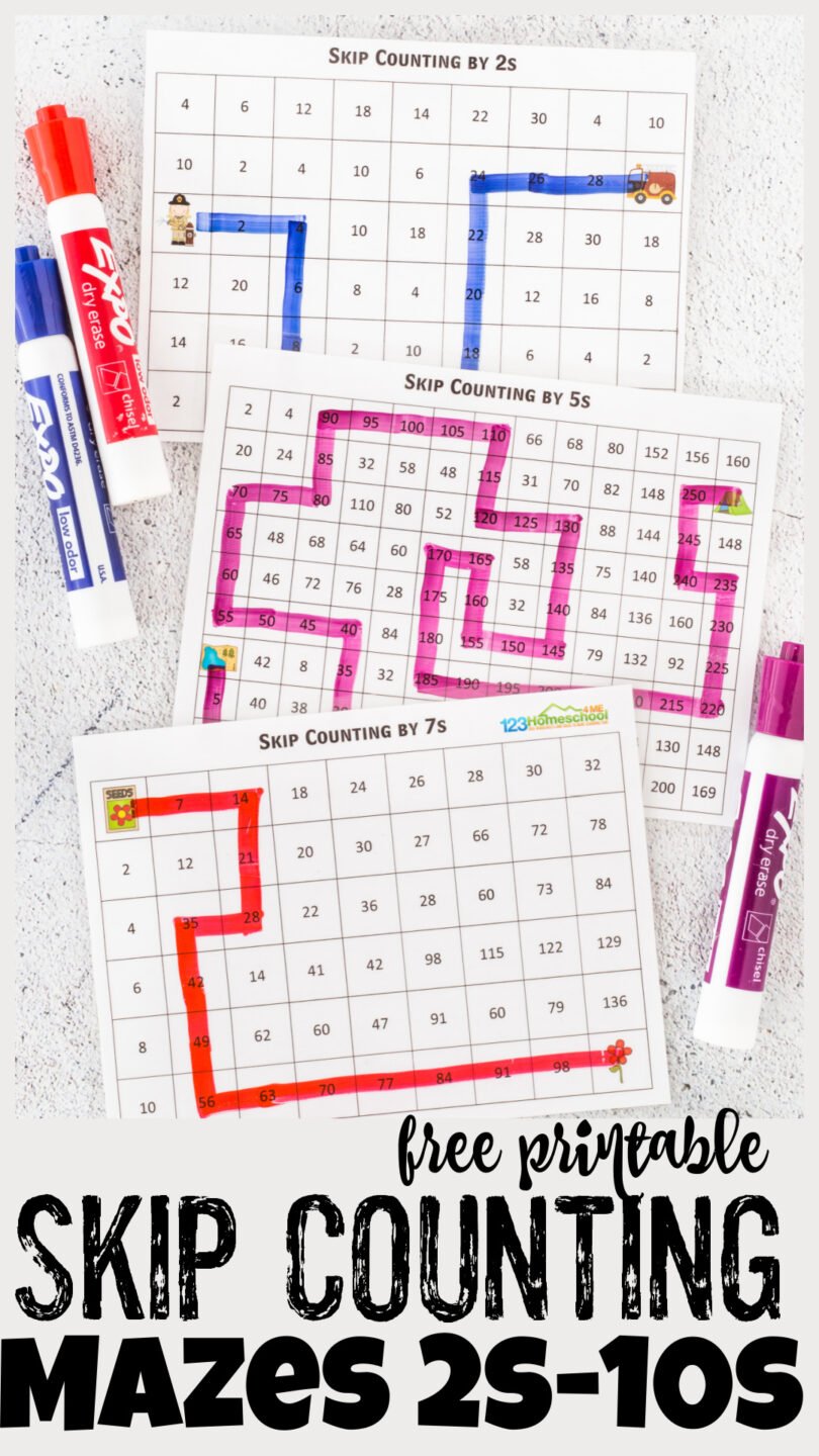 FREE Printable Fruit and Vegetable Dot-to-Dot Skip Counting Worksheets
