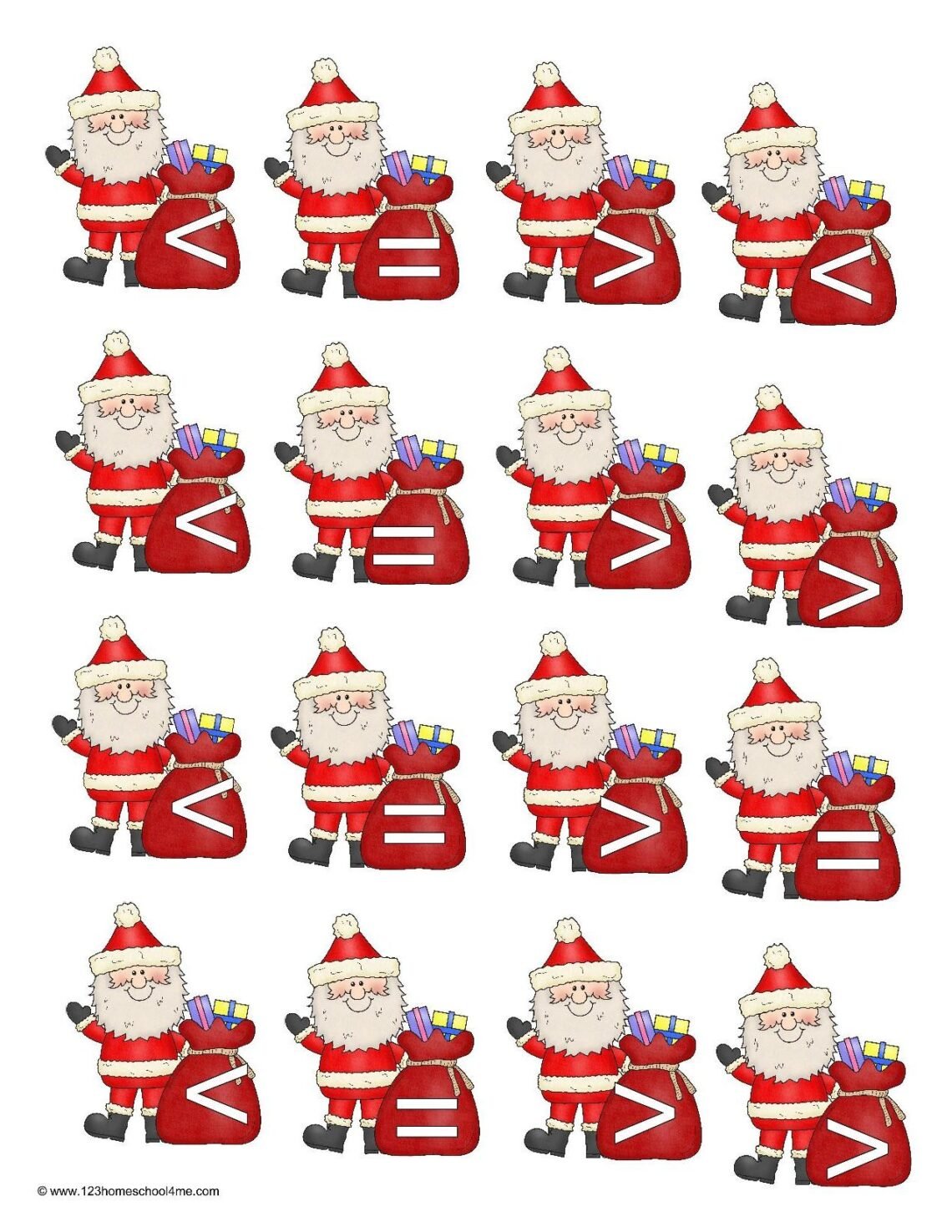 🎄 FREE Christmas Greater Than Less Than Worksheets