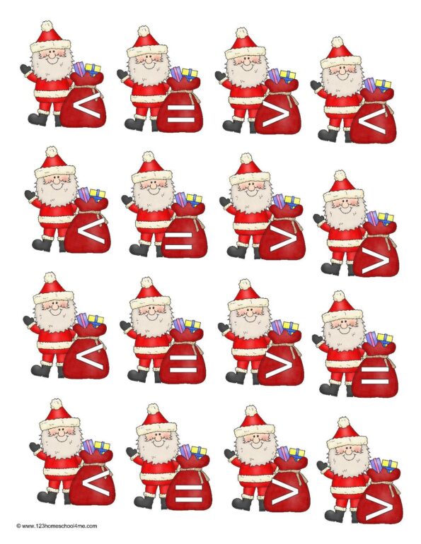 🎄 FREE Christmas Greater Than Less Than Worksheets