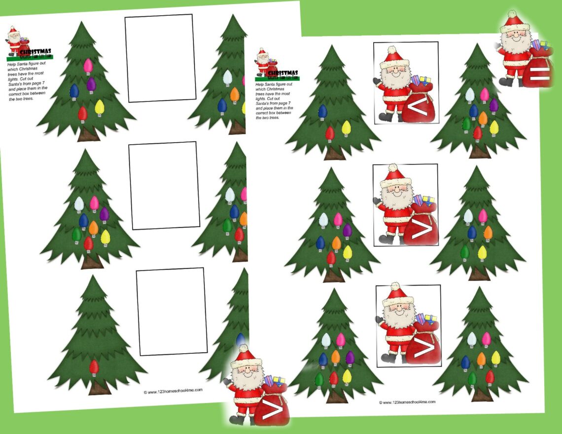 🎄 FREE Christmas Greater Than Less Than Worksheets