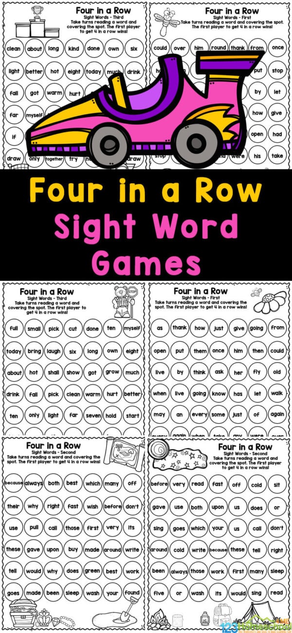 FREE Printable Valentines Day Sight Word Bump Game