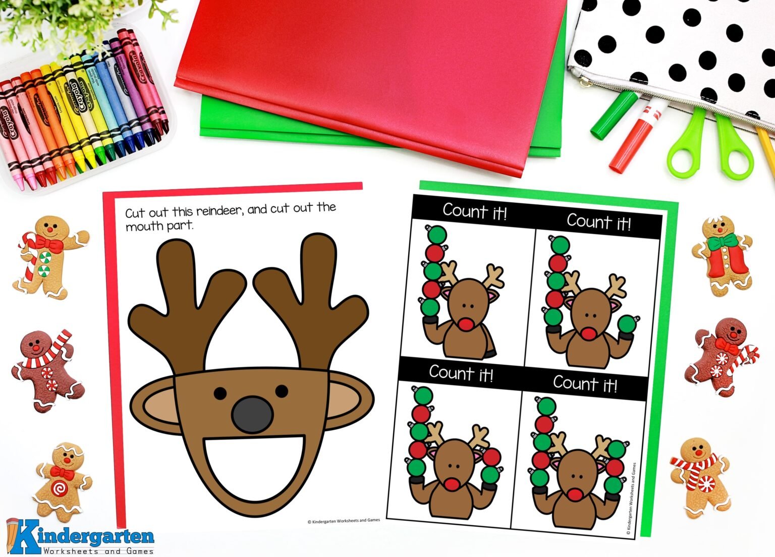 Christmas Math Game - Feed the Reindeer for Preschoolers (Freebie!)