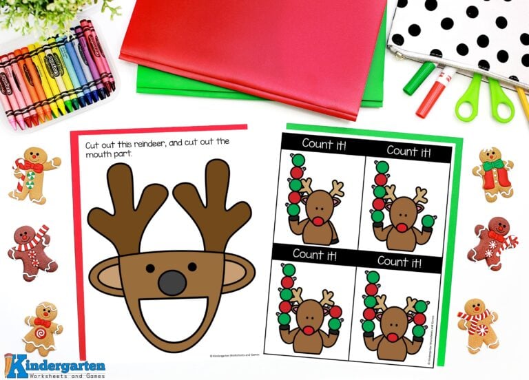 Christmas Math Game - Feed the Reindeer for Preschoolers (Freebie!)