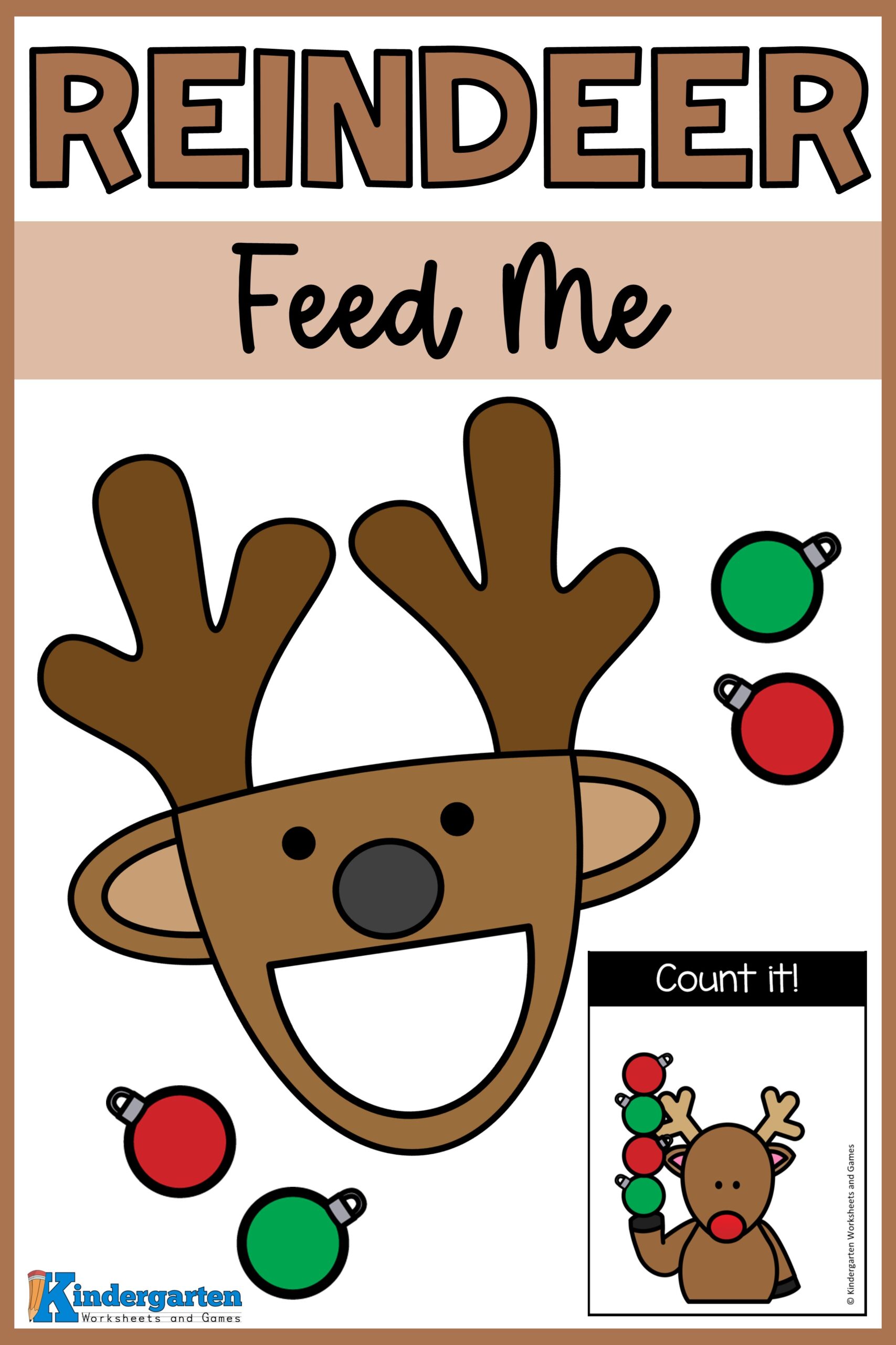 Christmas Math Game - Feed the Reindeer for Preschoolers (Freebie!)