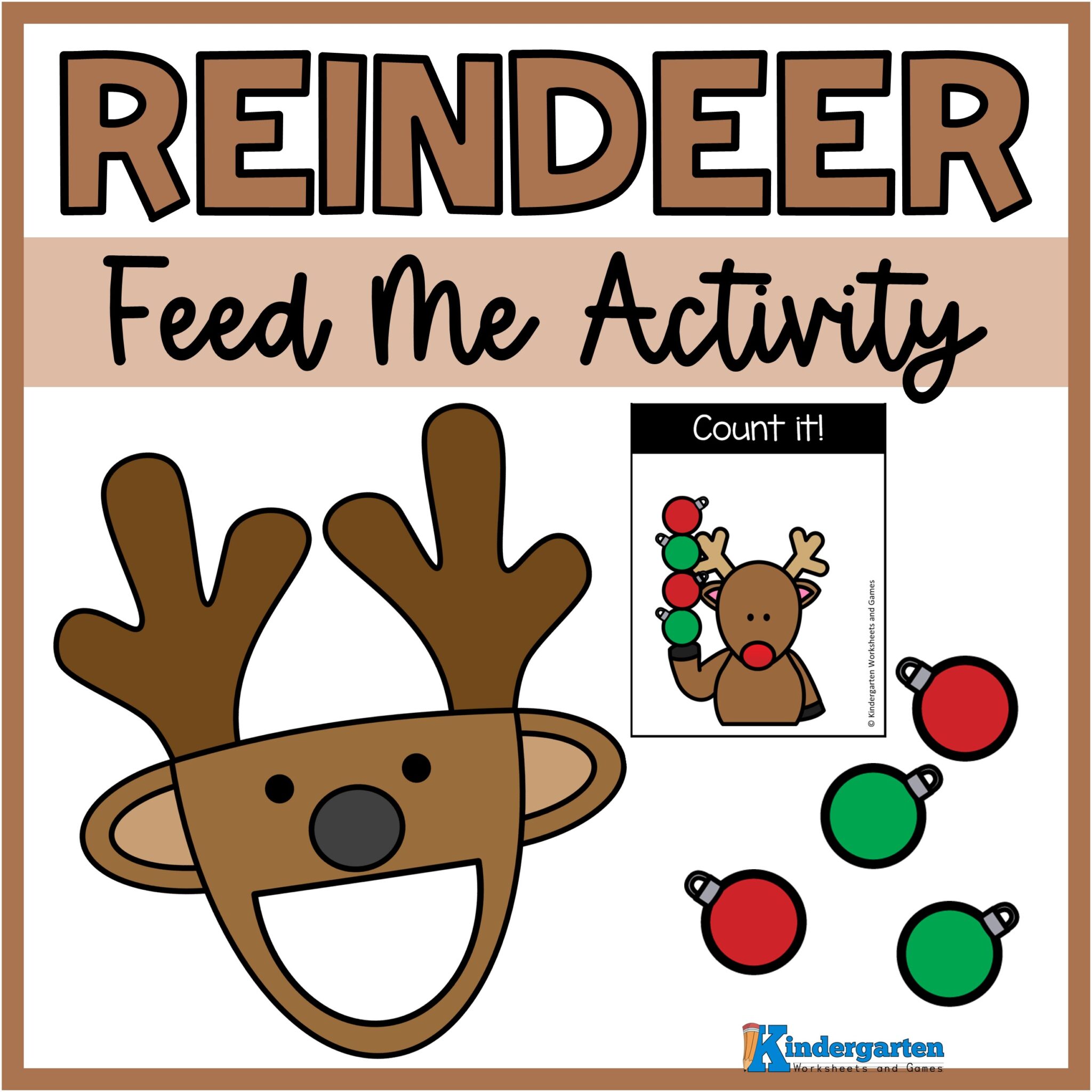 Christmas Math Game - Feed the Reindeer for Preschoolers (Freebie!)