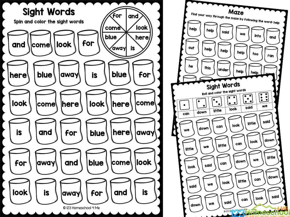 FREE Printable Marshmallow Sight Words Activities