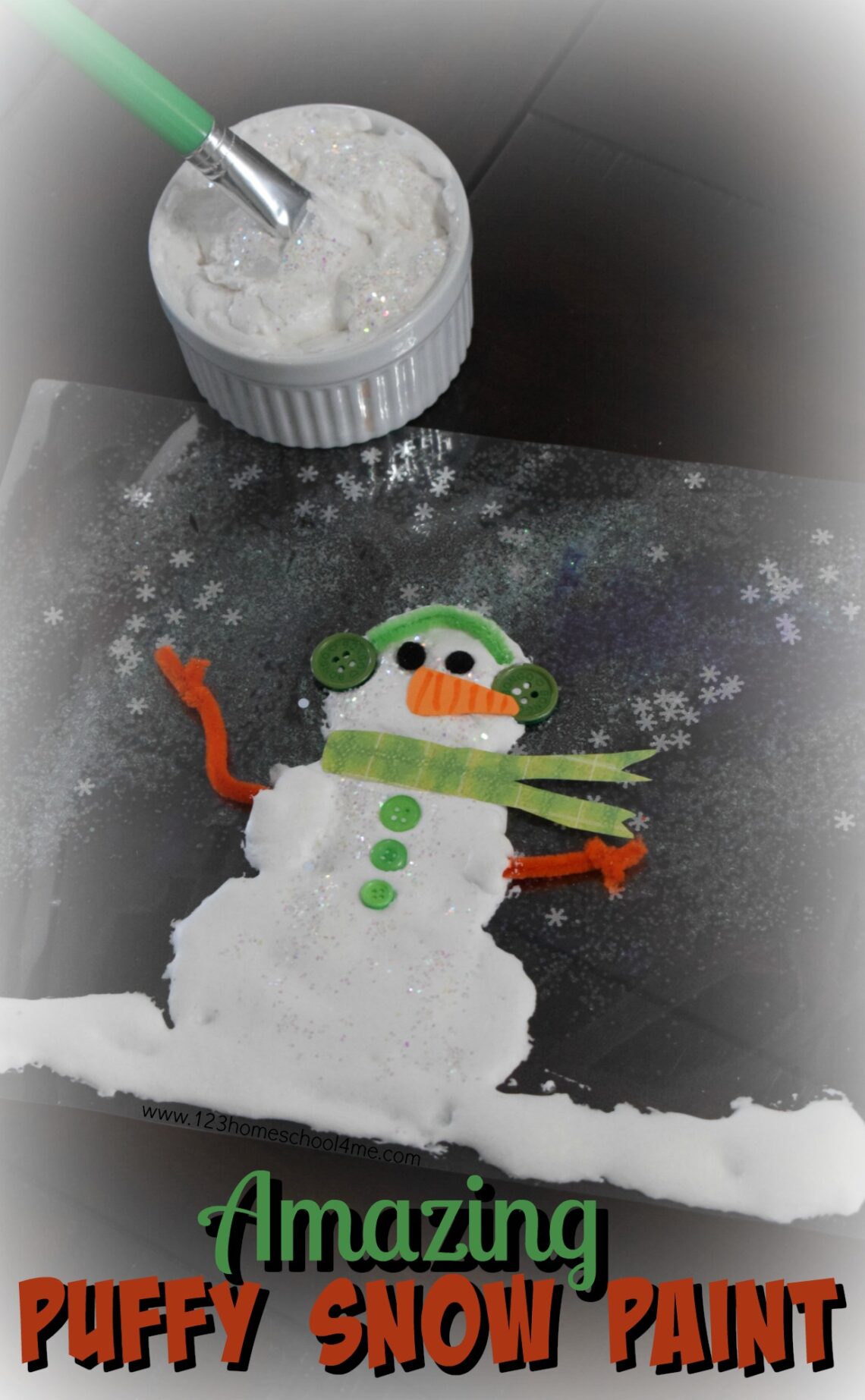 Puffy Snow Paint Recipe - Create Winter Snowman Crafts!