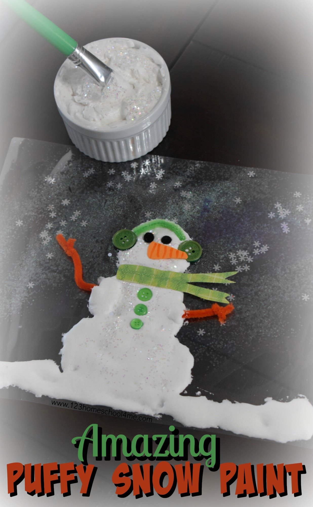 Puffy Snow Paint Recipe - Create Winter Snowman Crafts!