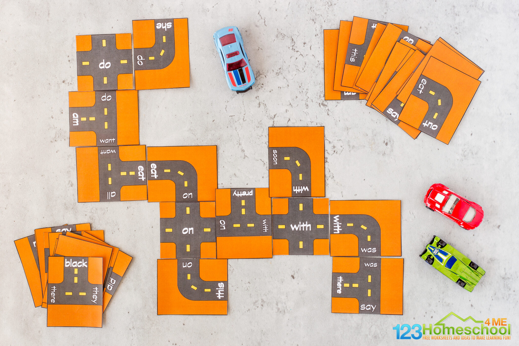 🚗 Crazy Roads - Free Printable Sight Word Games for Kindergarten