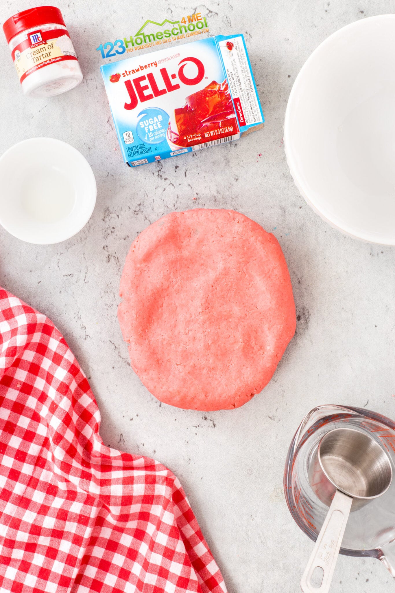 🍓 No Cook, Scented Strawberry Jello Playdough Recipe for Summer