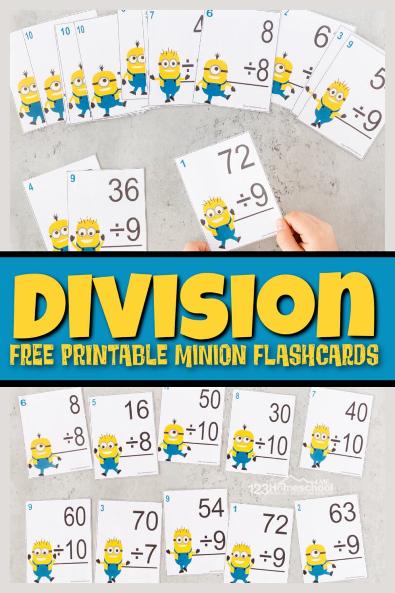 FREE Minion Printable Math Division Flash cards pdf