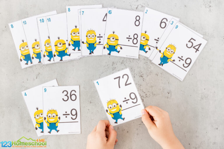 FREE Minion Printable Math Division Flash cards pdf