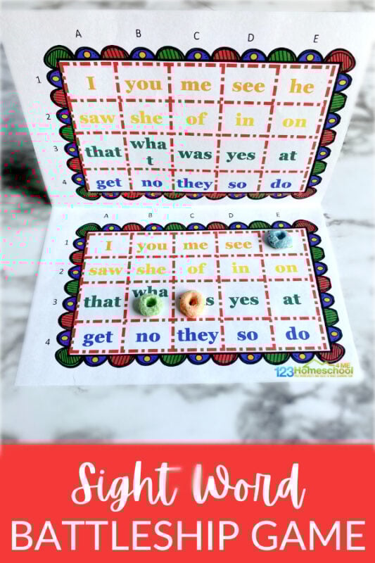 BATTLESHIP Sight Word Game