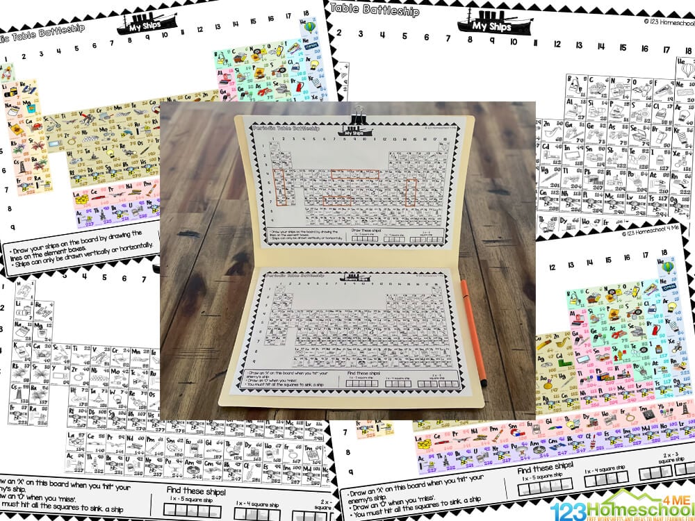 FREE Printable Periodic Table Science Battleship Game for Students