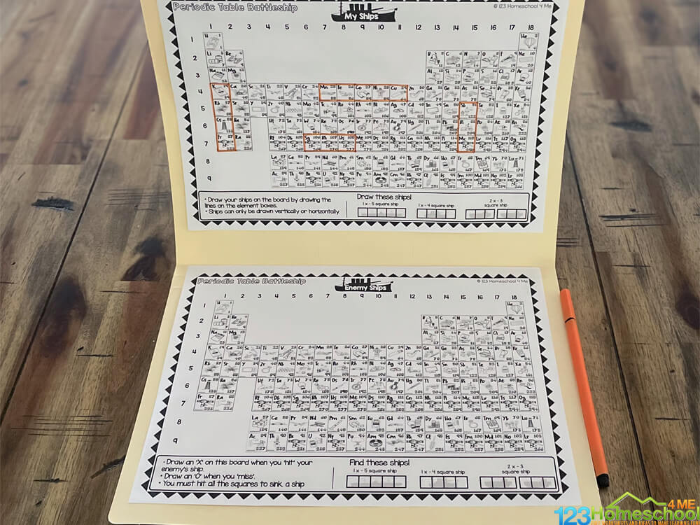 FREE Printable Periodic Table Science Battleship Game for Students