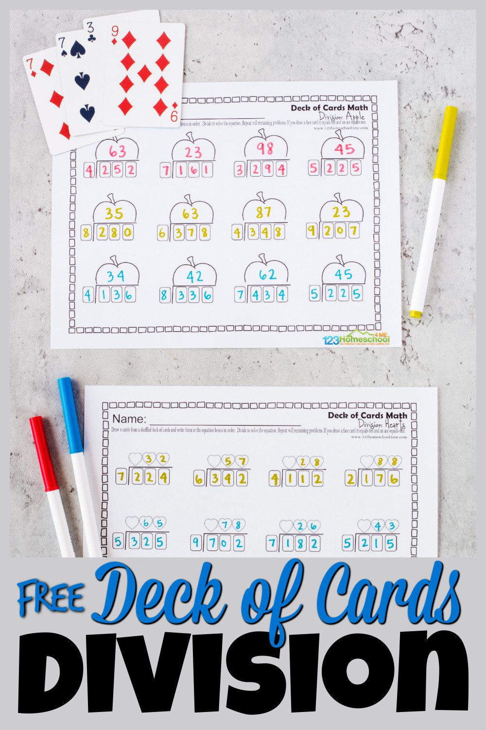 🃏 FREE Deck of Cards Printable Division Worksheets