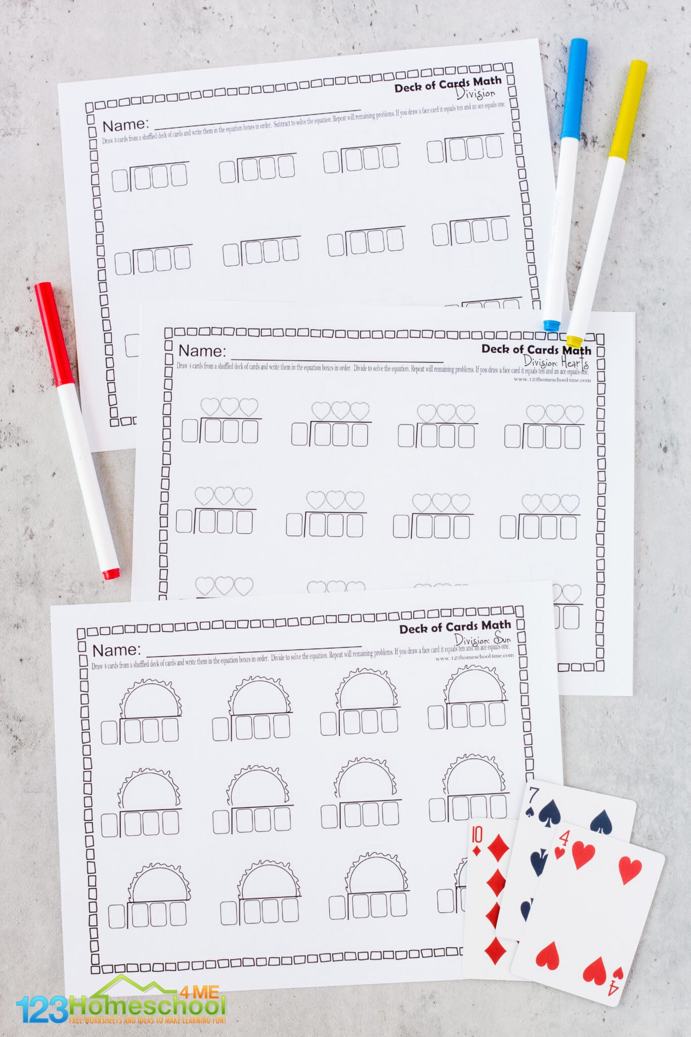 🃏 FREE Deck of Cards Printable Division Worksheets